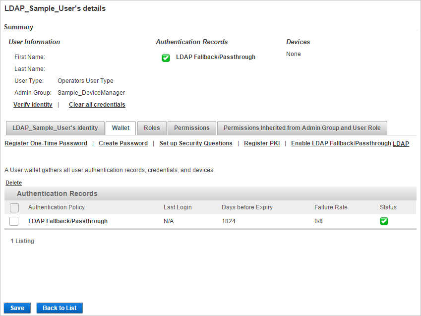 Enable LDAP Fallback/Passthrough for an LDAP User | ActivID Appliance | HID Global